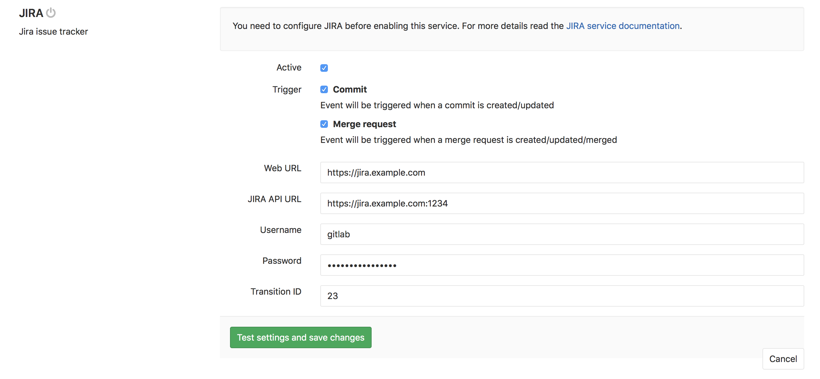 Jira · Integrations · Project · User · Help · GitLab